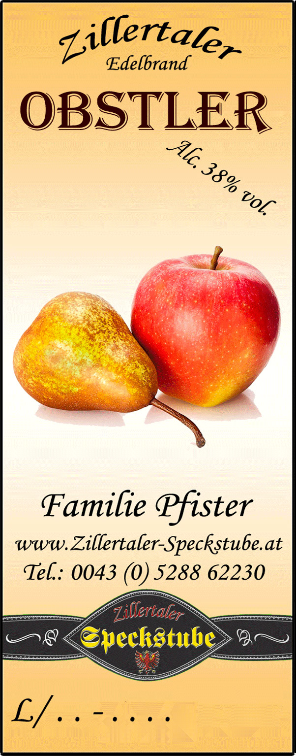 Obstler mit Glasflasche | Schnaps | Zillertaler Speckstube